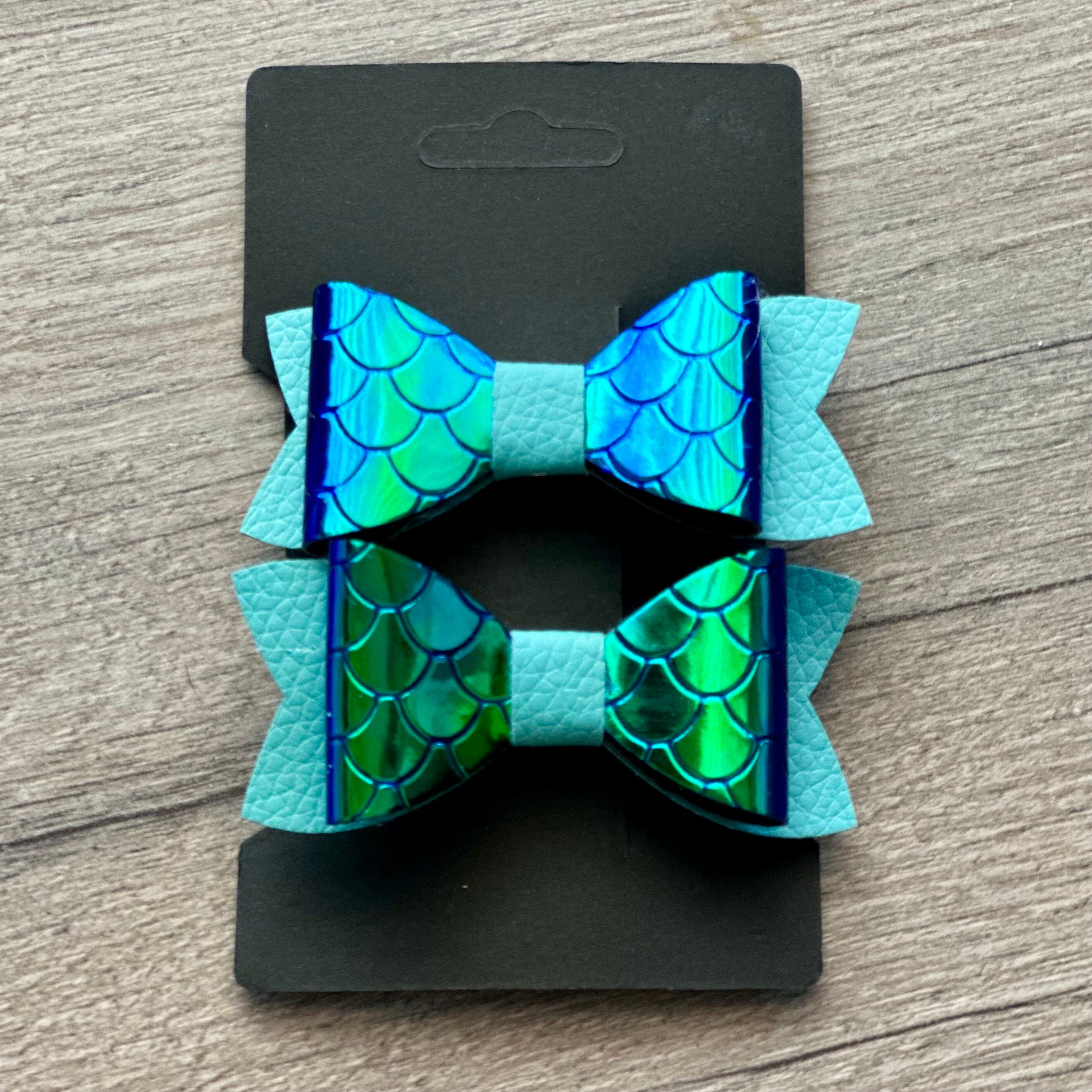 Mermaid & Turquoise Bows Mini Hair Bows Small Bow Hair - Etsy