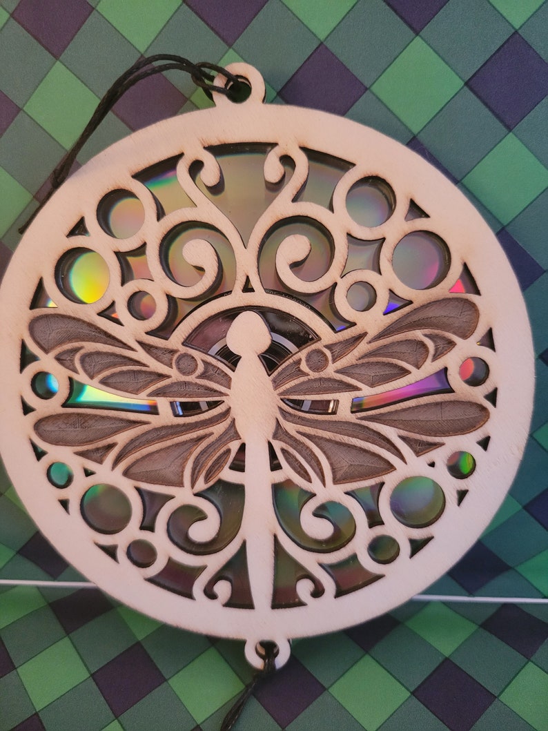 Dragonfly Suncatcher Reflector Upcycled Cds Laser Cut - Etsy