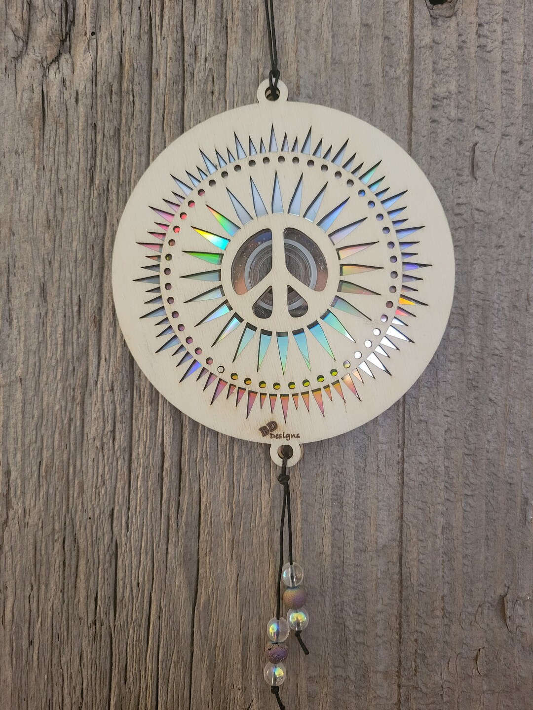 Peace Sign Laser Cut Suncatcher Reflector Upcycled Cds - Etsy
