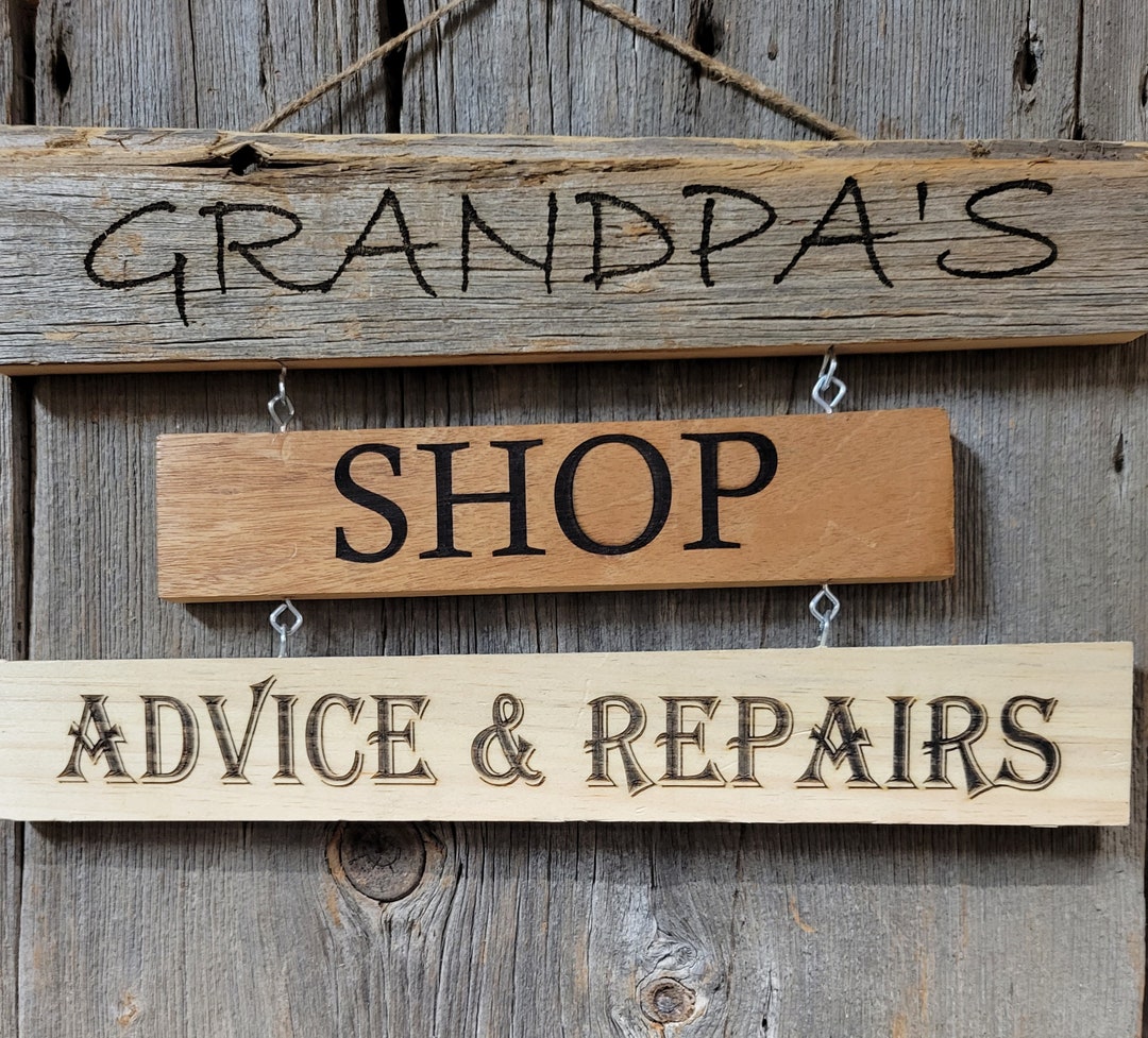Papa's/grandpa's Shop Rustic Recycled Board Sign - Etsy