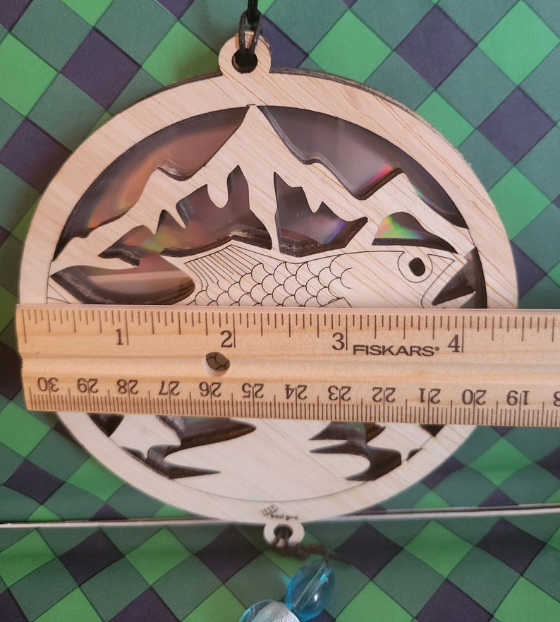 Mountain Fish Suncatcher Reflector Upcycled Cds - Etsy
