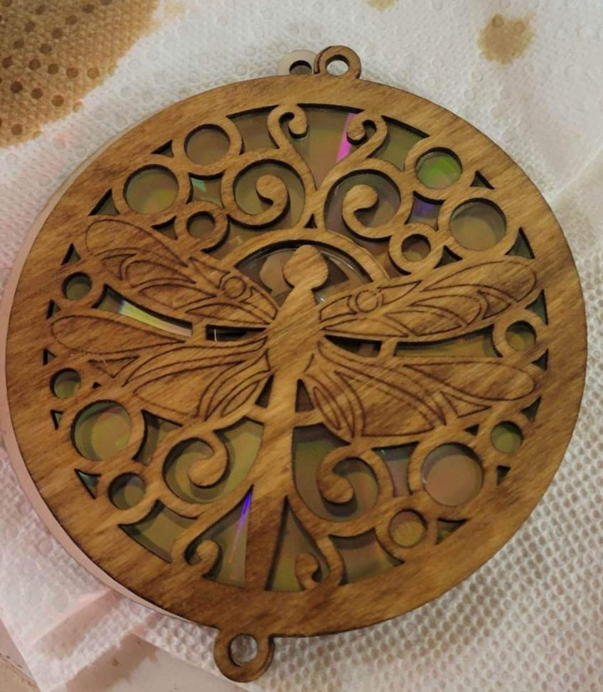 Dragonfly Suncatcher Reflector Upcycled Cds Laser Cut - Etsy