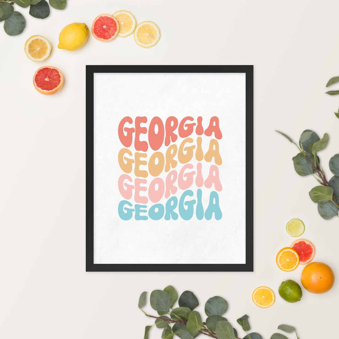Georgia Typography Framed Poster, State Wall Art, Custom State Art ...