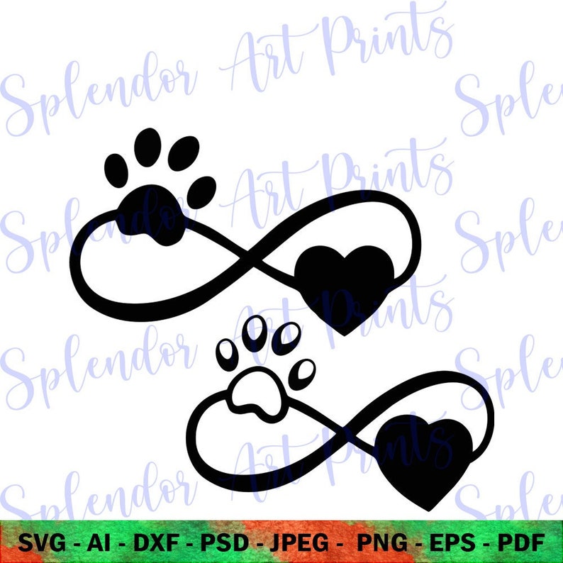 HEART and PAW PRINT Svg, Dog Clipart, Dog Love Svg, Files for Cricut ...