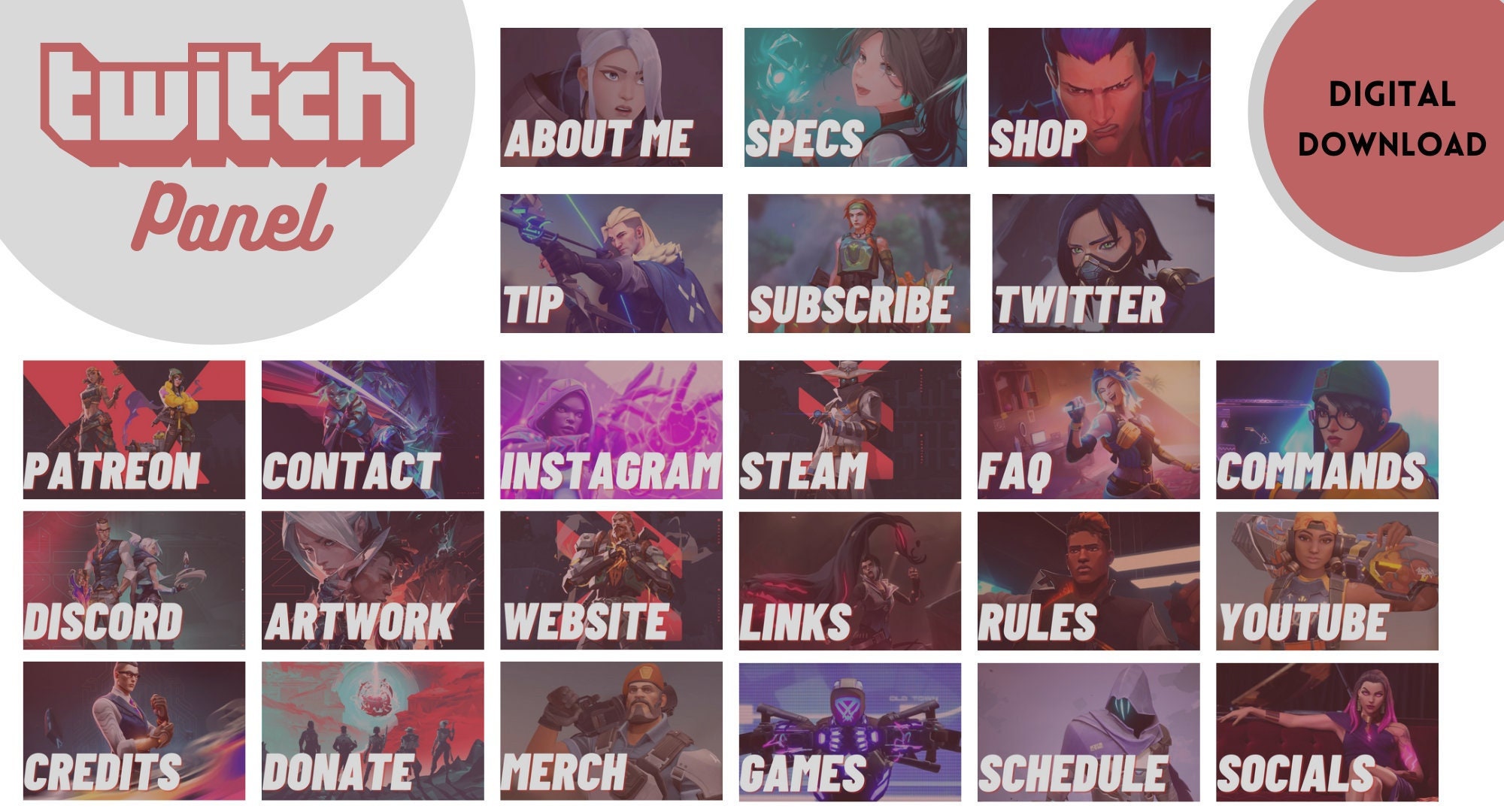 Valorant Agents Twitch Panel - Etsy México