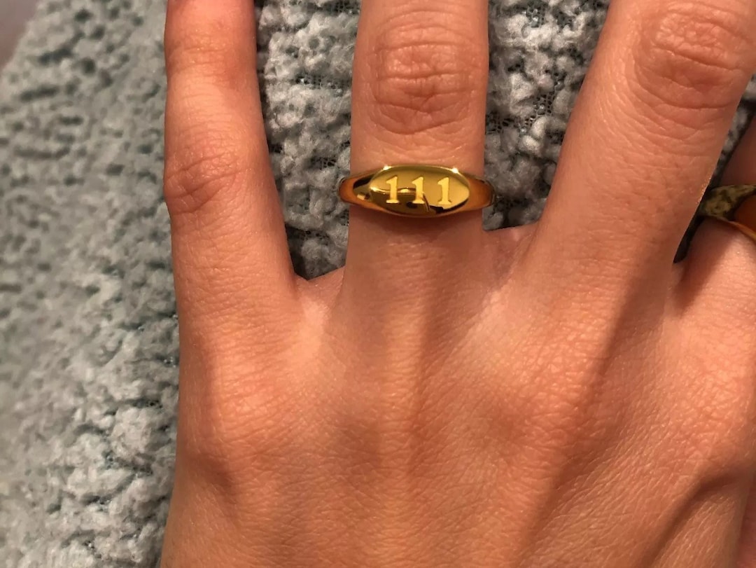 Angel Number Ring, Angel Signet, Angels Number Engraved Ring, Everyday ...