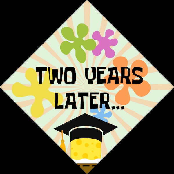 Graduation Cap Topper Sponge Bob Two Years Later Blue - Etsy