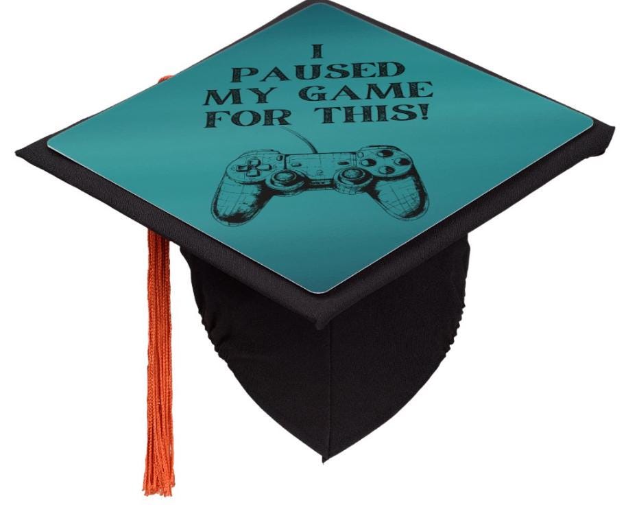 Graduation Cap Topper - Gamepaused - Etsy