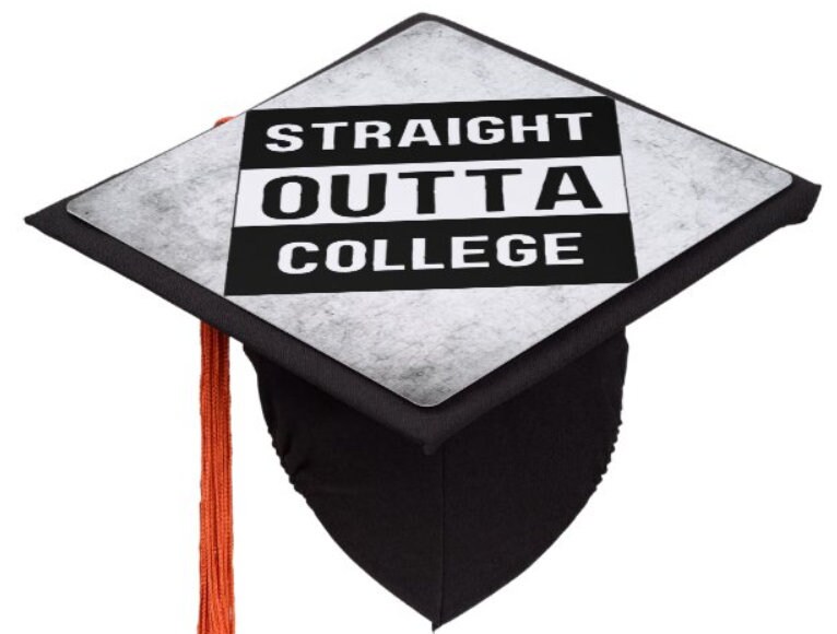 Graduation Cap Topper - Straight Outta College - Etsy