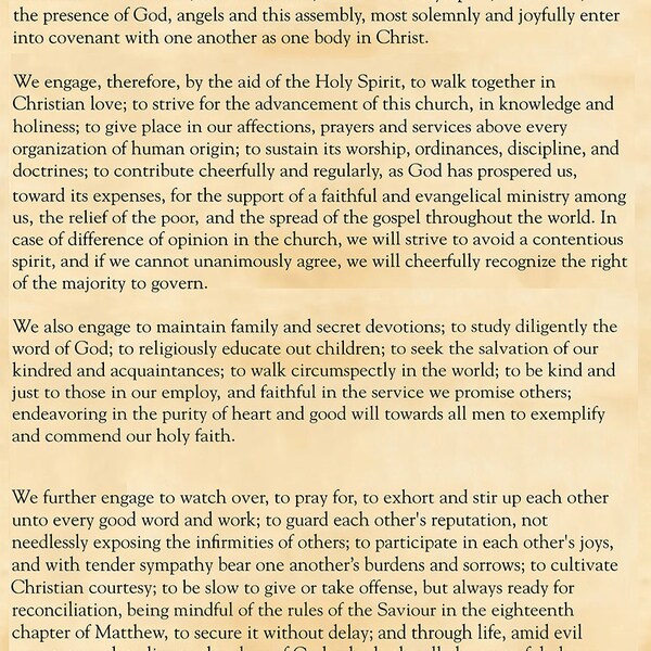 Church Covenant Wall Poster - Etsy