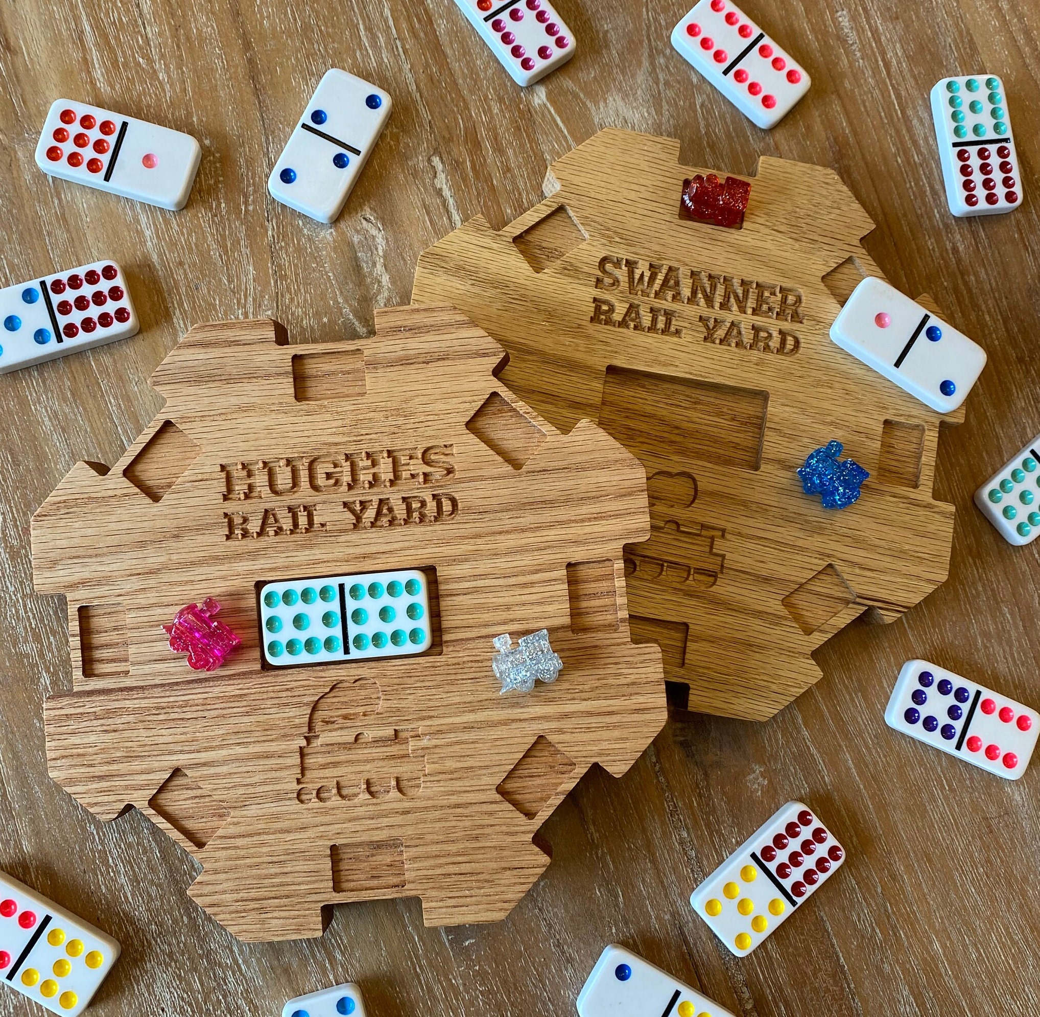 Domino Hub Personalized Mexican Train Hub Wooden Mexican Train ...