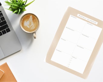 Modern Minimalistic Beige Weekly Planner - Etsy