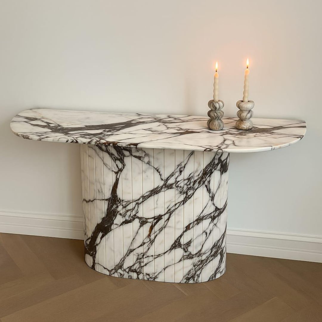 Handmade Calacatta Viola Marble Console Table, Luxury Foyer Hallway ...