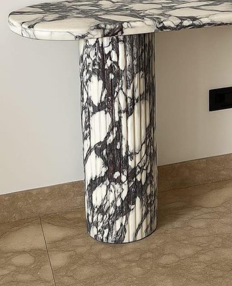 Calacatta Viola Marble Console Table: Fluted Leg Hallway Foyer Table - Etsy