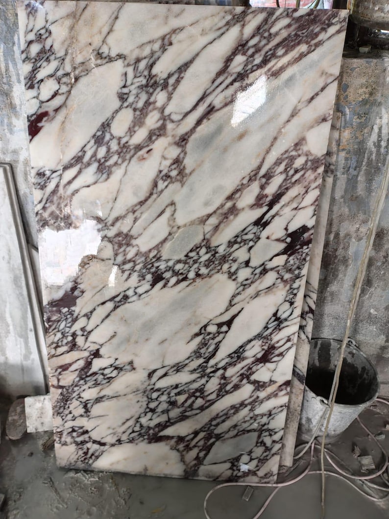 Calacatta Viola Marble Coffee Table, Handcrafted Viola Stone Table ...
