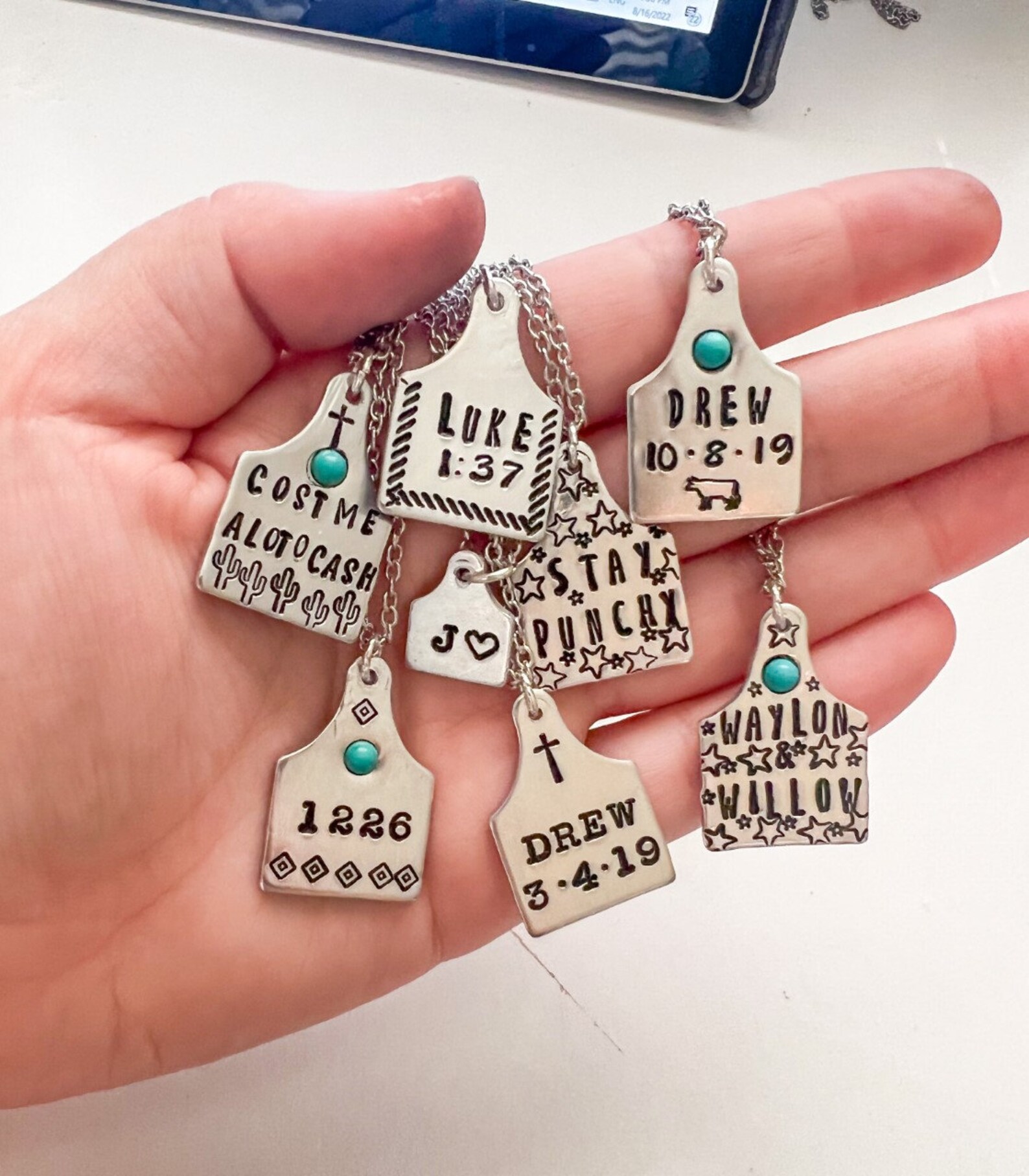 Customizable Cow Tag Necklace medium - Etsy