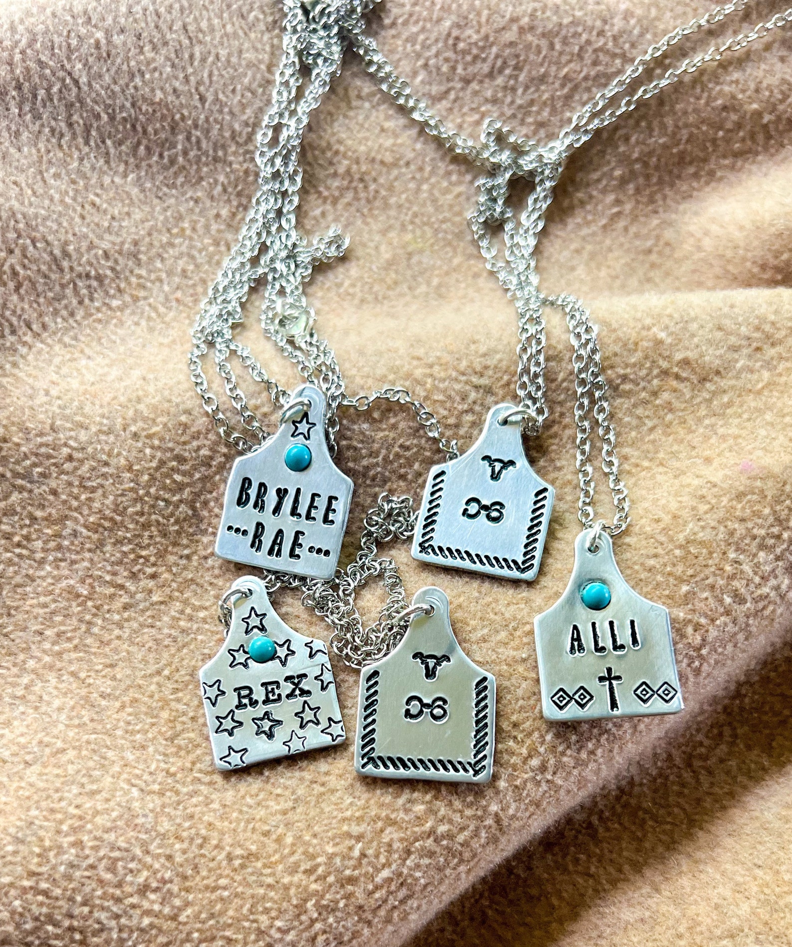 Customizable Cow Tag Necklace medium - Etsy