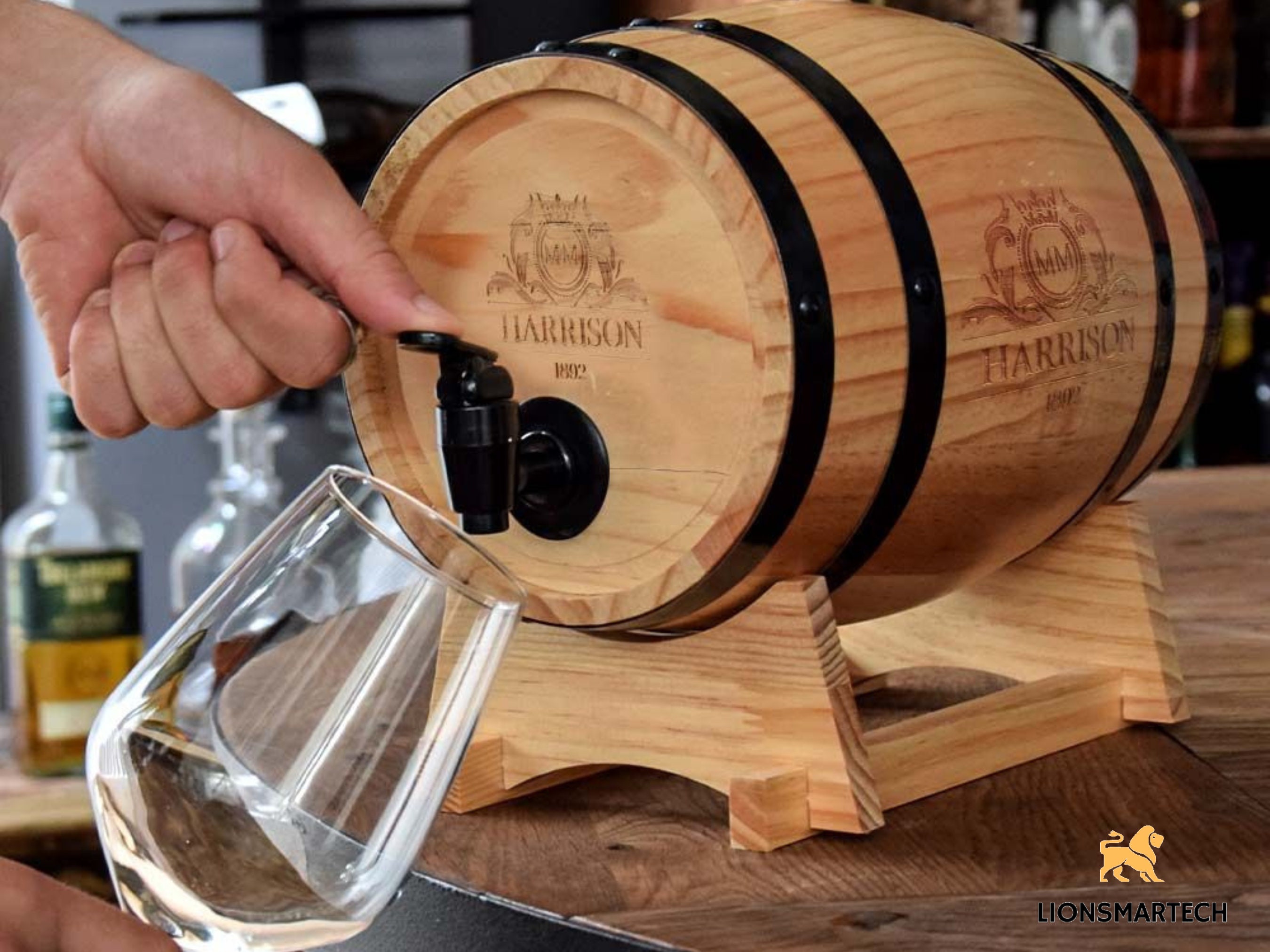 Oak Barrel Head Dispenser