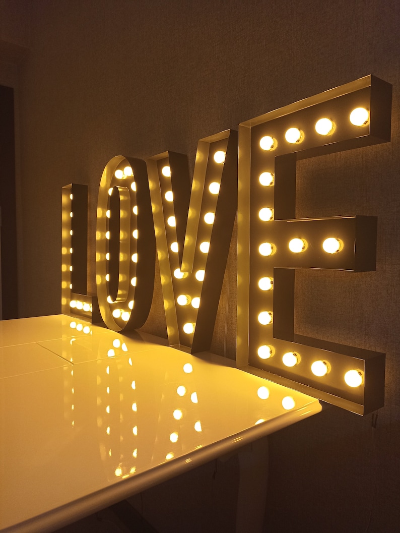 Marquee Letters, Marquee Letter Lights, Love Gold Metal Light up ...