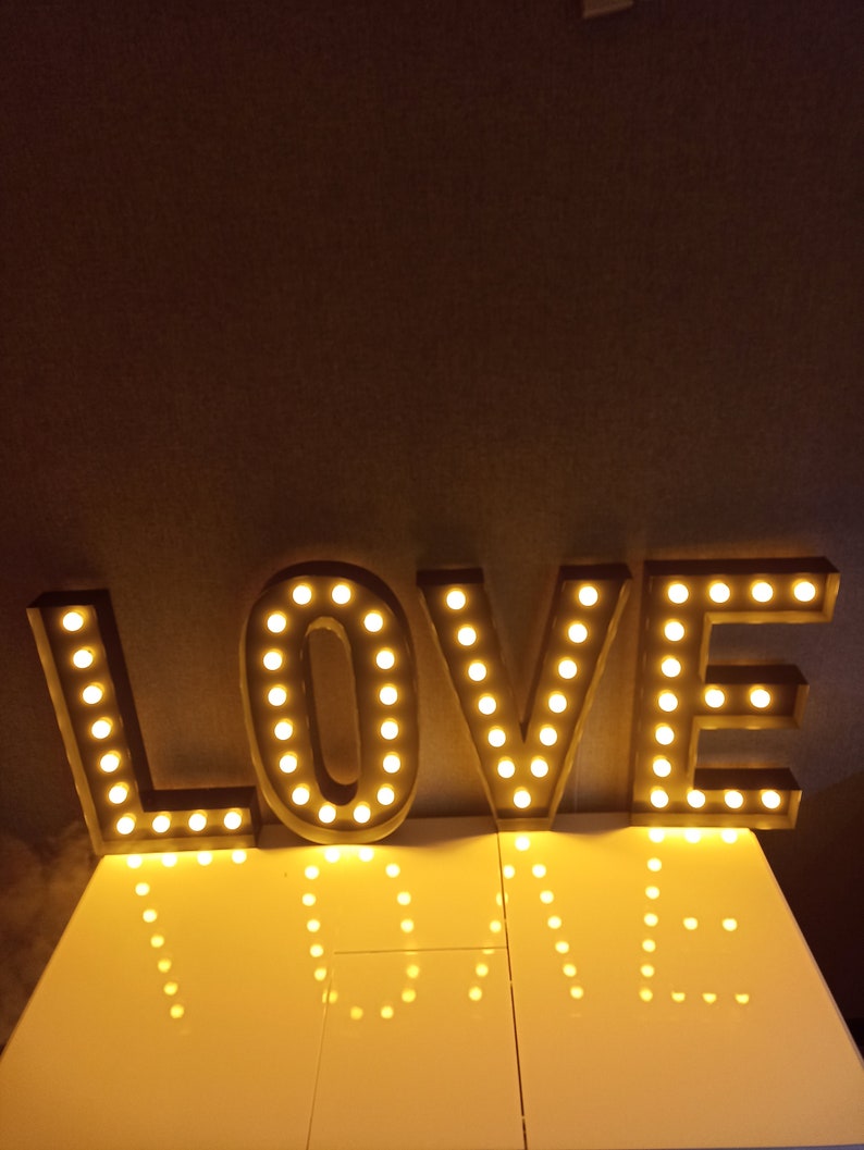 Marquee Letters, Marquee Letter Lights, Love Gold Metal Light up ...