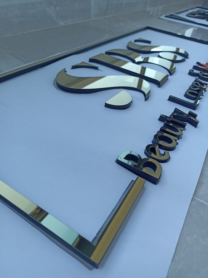 3d Sign 3d Led Backlit Signage 3D Gold Sign Business Sign - Etsy