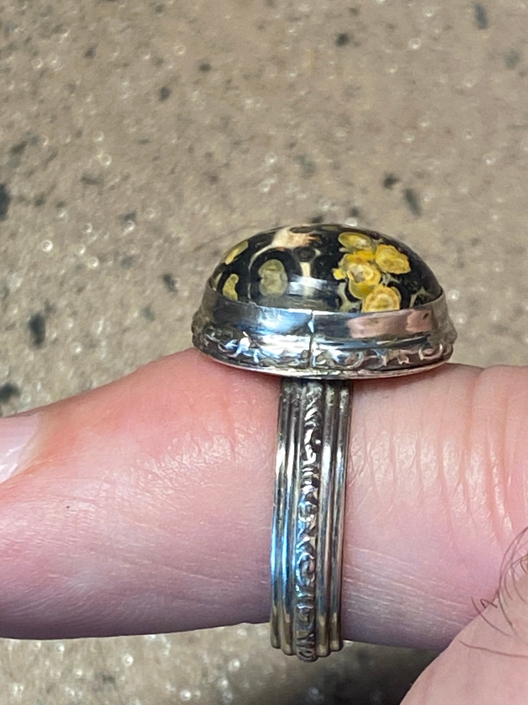 Leopard Skin Jasper Sterling Silver Ring Size 8 - Etsy