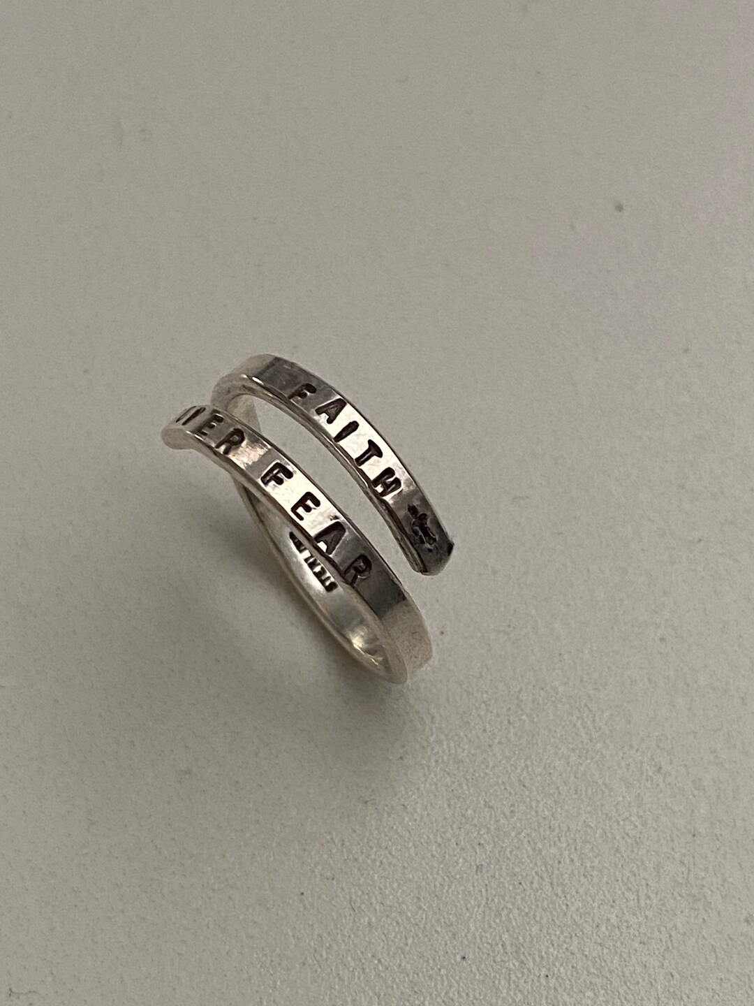 Faith Over Fear Adjustable Sterling Silver 925 Ring - Etsy