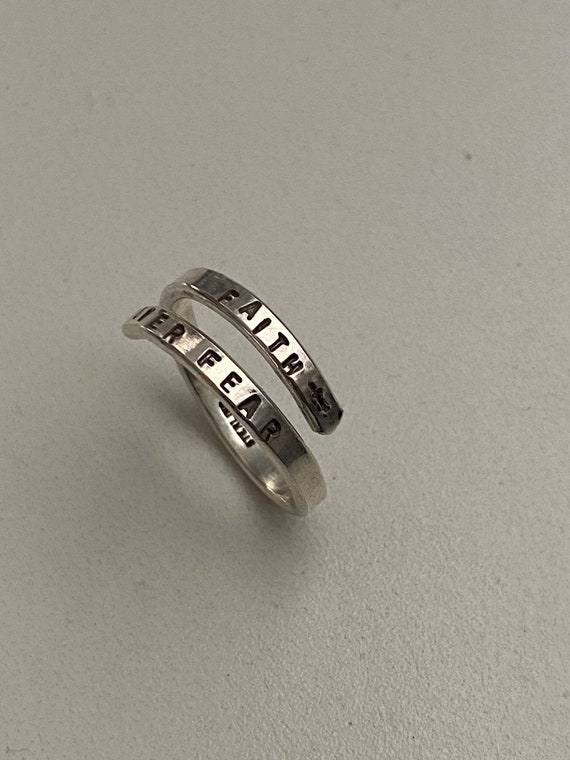 Faith Over Fear Adjustable Sterling Silver 925 Ring - Etsy