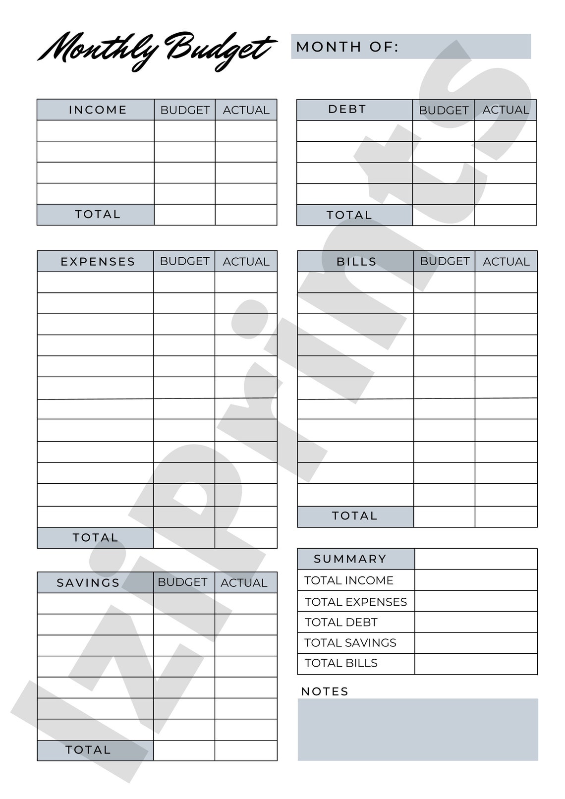 Monthly Budget Planner Printable, Budget Temple, Financial Journal ...