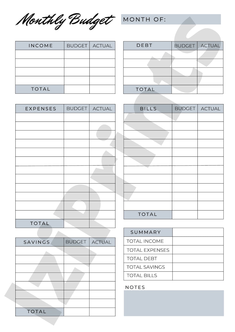 Monthly Budget Planner Printable, Budget Temple, Financial Journal ...