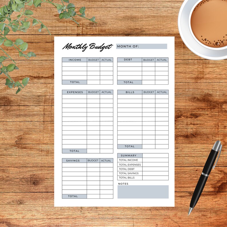 Monthly Budget Planner Printable, Budget Temple, Financial Journal ...