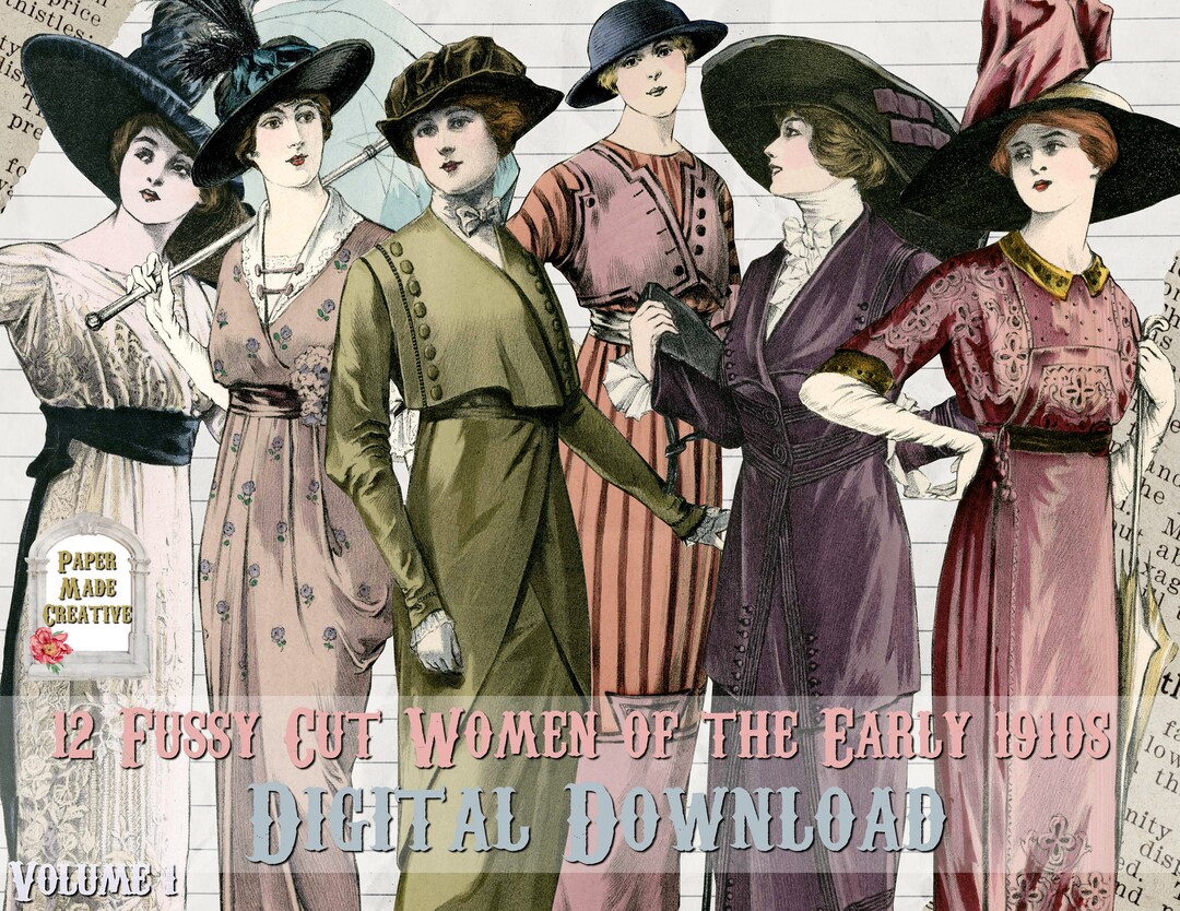 Vintage Fussy Cut Women 1910s Scrapbook Journal Digital Download (pt. 1 ...