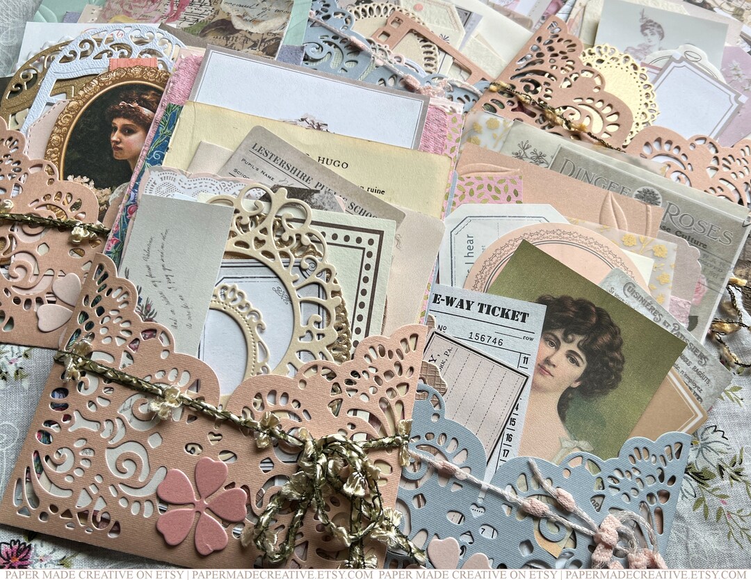 Vintage Inspired Ephemera Pack: 65 Piece Floral Scrapbook Journal Kit ...