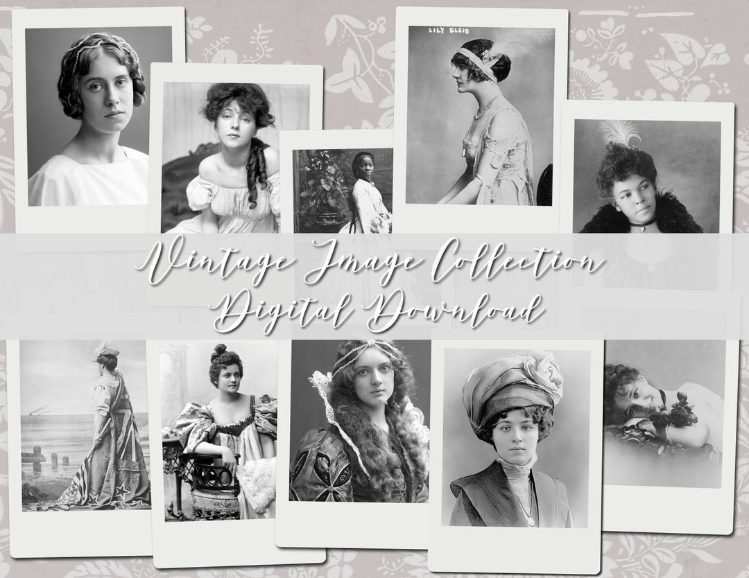 Vintage Black White Portrait Ephemera Prints Digital Download ...