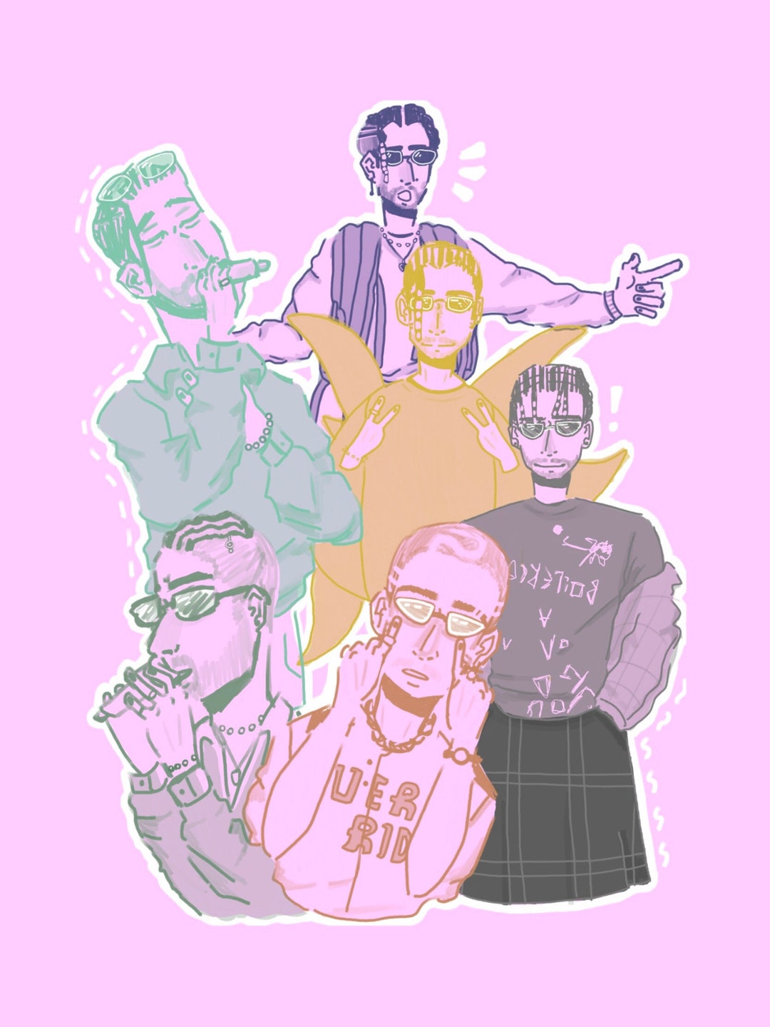 Bad Bunny Inspired Digital Art Print - Etsy