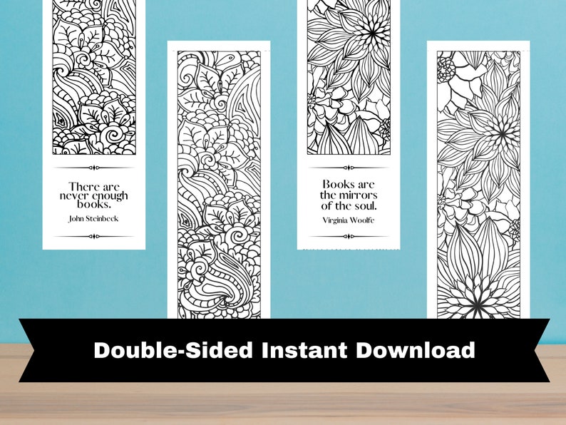 Printable Floral Coloring Bookmarks | Reading | 5 Double-sided ...