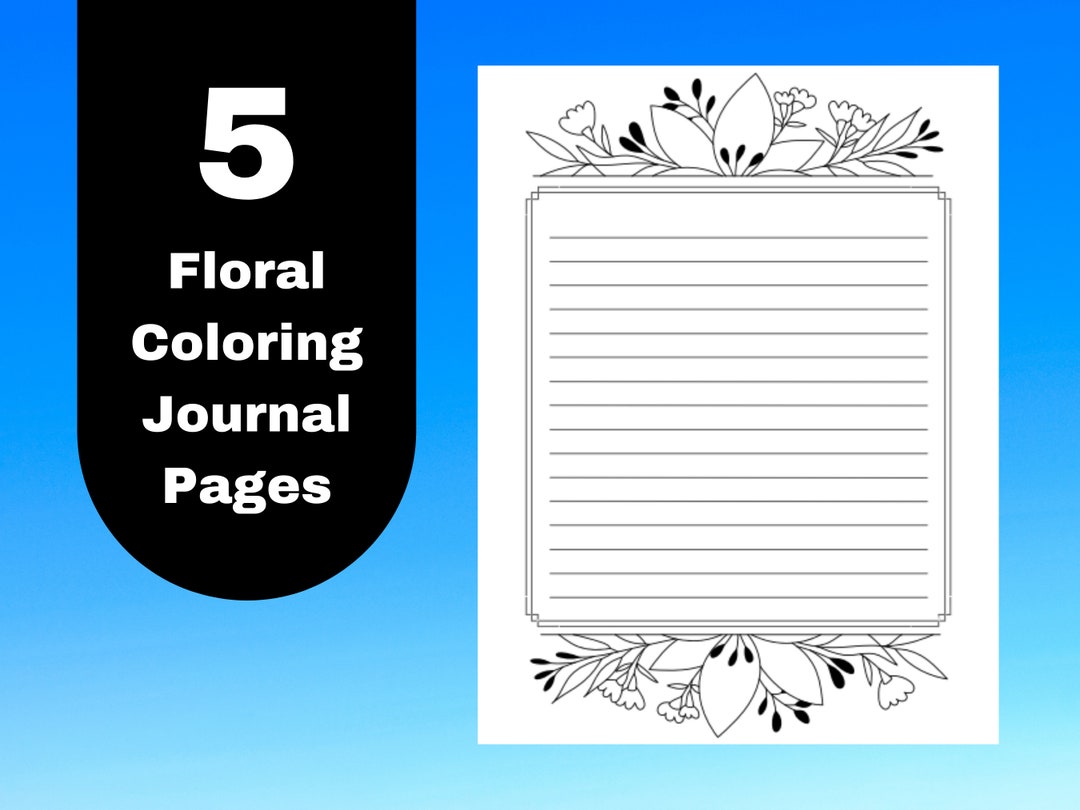 Printable Coloring Journal Pages | Coloring Notebook | 5 Pages - Etsy