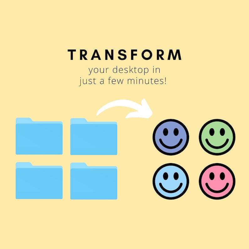 Set of 10 Pastel Smiley Face Desktop Icons | for Mac + Windows Folders ...