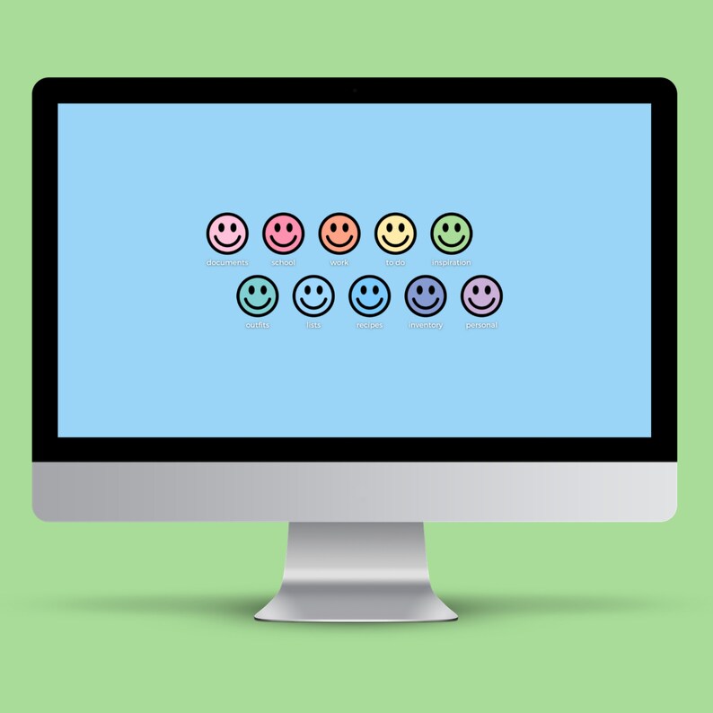 Set of 10 Pastel Smiley Face Desktop Icons | for Mac + Windows Folders ...