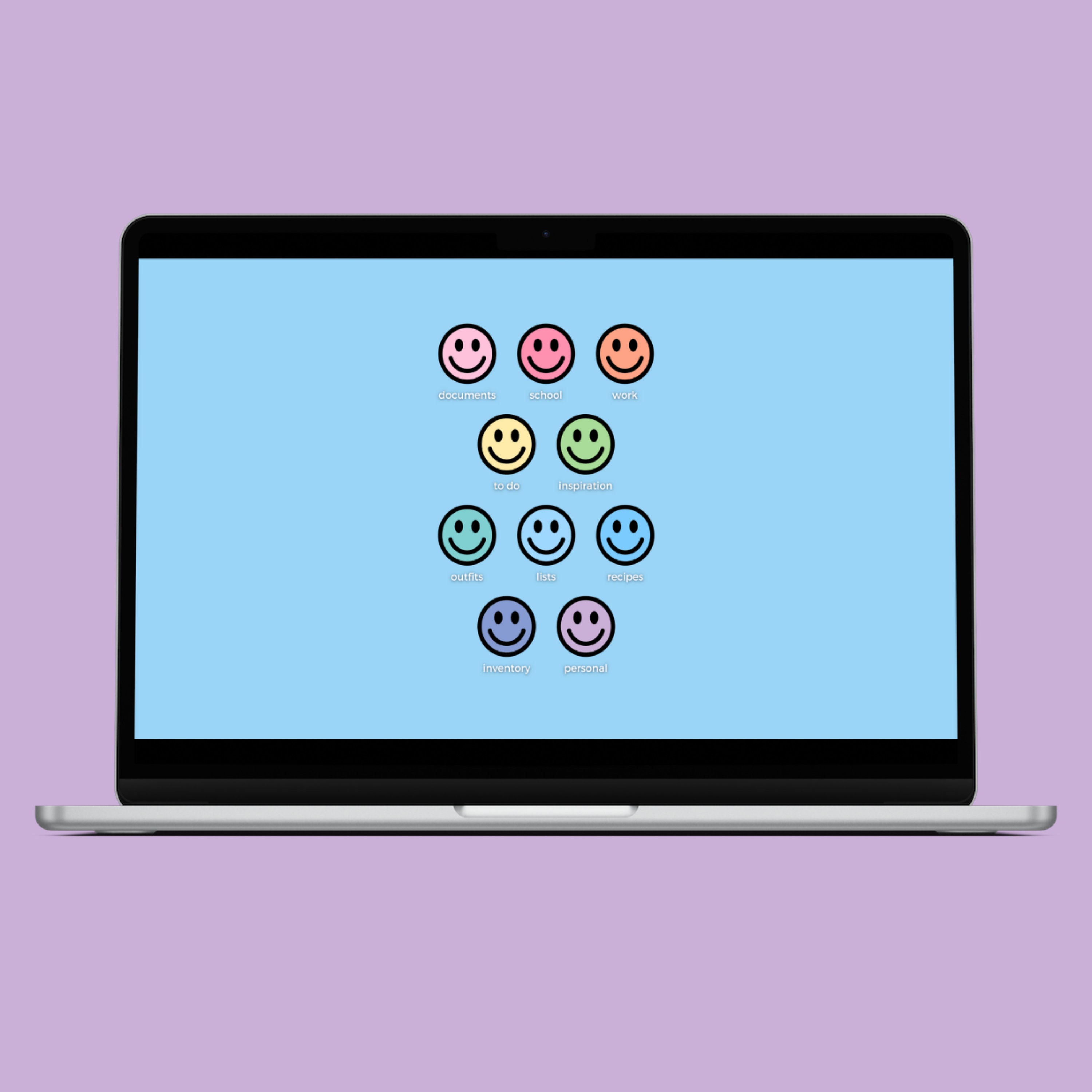 Set of 10 Pastel Smiley Face Desktop Icons | for Mac + Windows Folders ...
