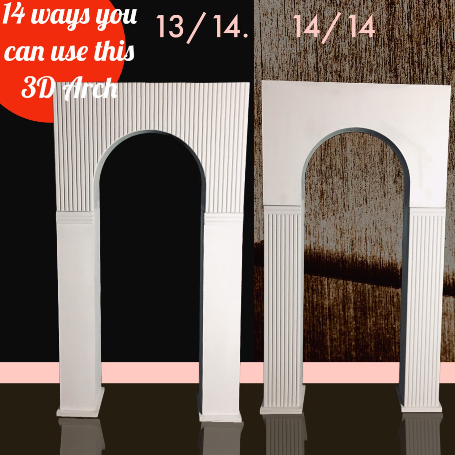 Multi Face Square 3 D Rippled Arch in 3 Pc Groovy Fluted Arch Backdrop ...