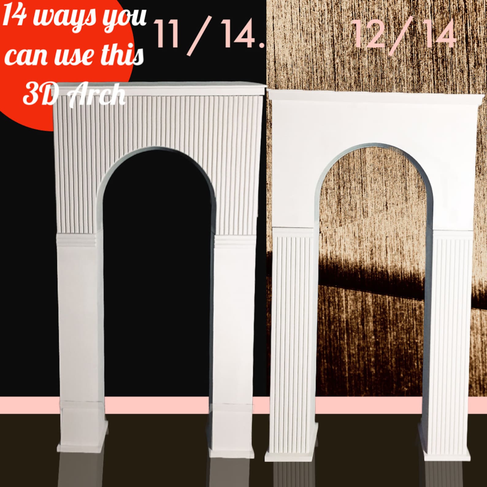 Multi Face Square 3 D Rippled Arch in 3 Pc Groovy Fluted Arch Backdrop ...