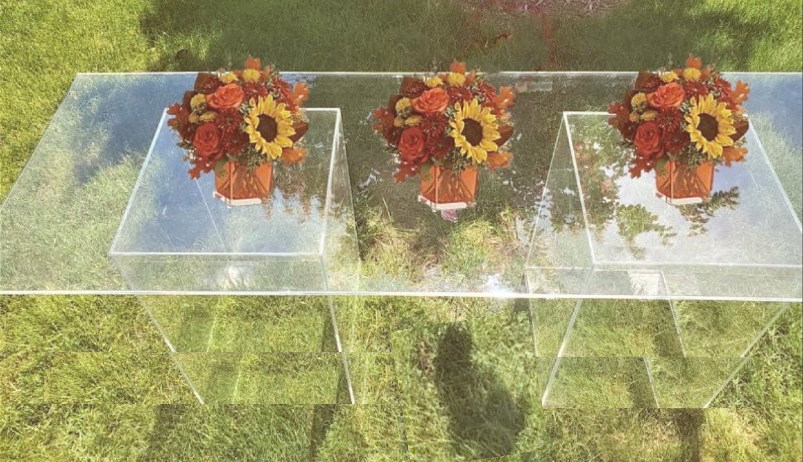 Plastic Clear Acrylic Slab Top Table WITH Multi Use Square Plinth Base ...