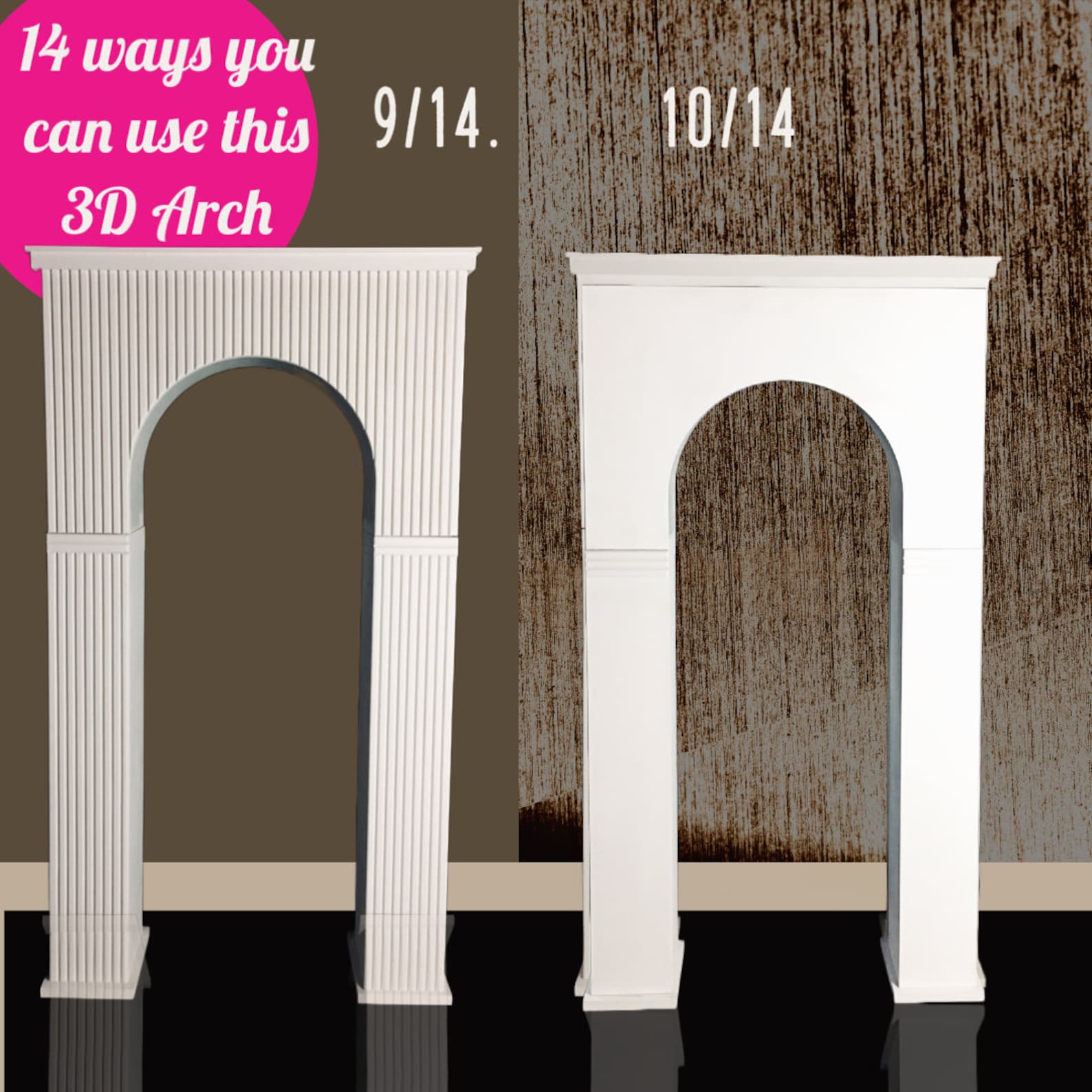 Multi Face Square 3 D Rippled Arch in 3 Pc Groovy Fluted Arch Backdrop ...