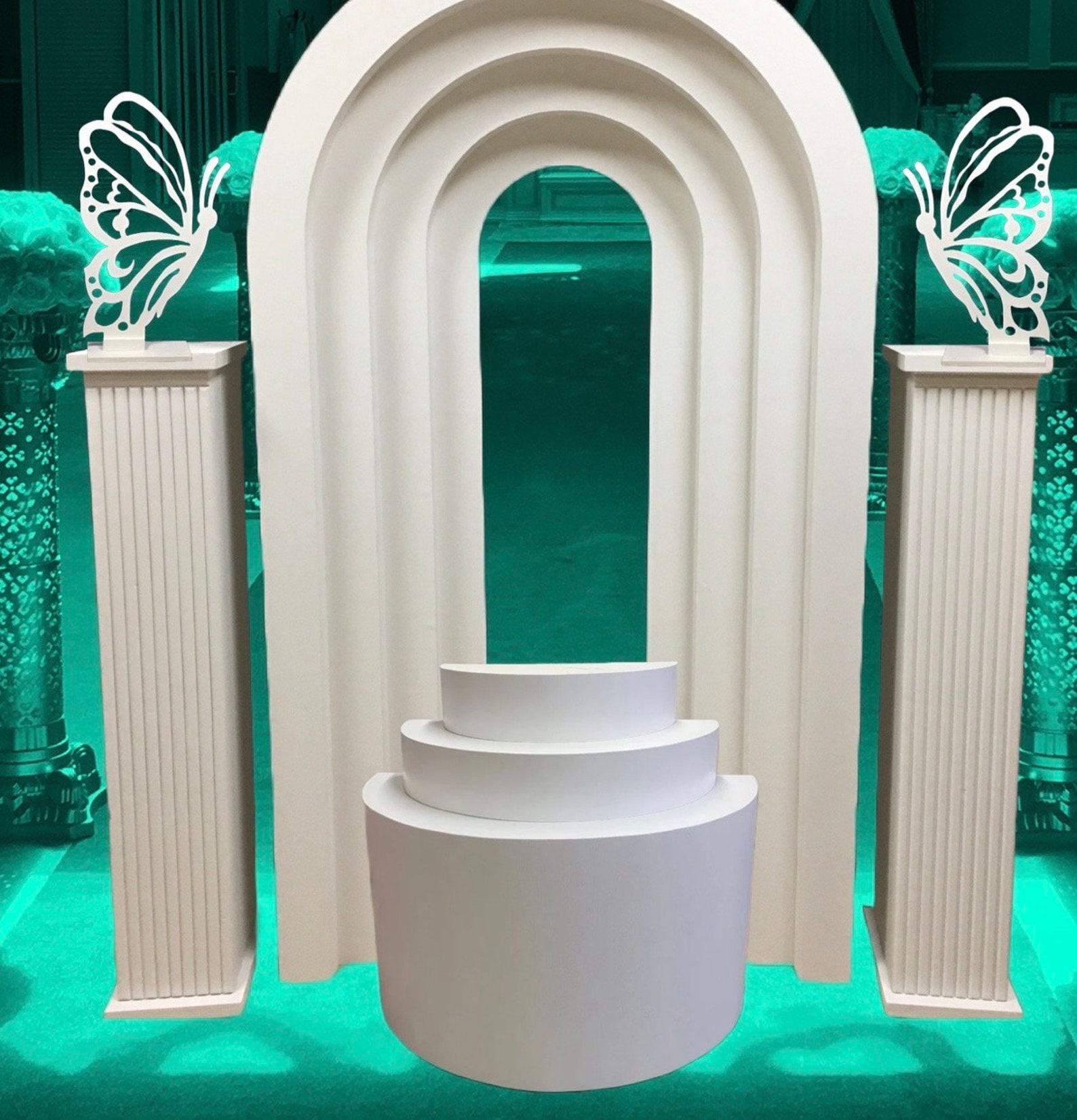 Four Layer 3D Arch Backdrop - 4’x7’ Tall, for Birthdays, Event Party ...