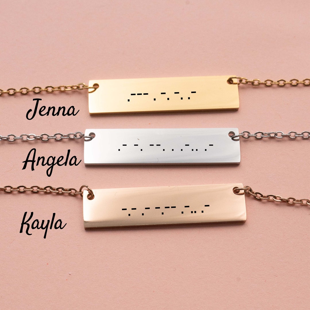 Personalized Morse Code Necklace for Mom, Personalize Gift Mom, Custom ...