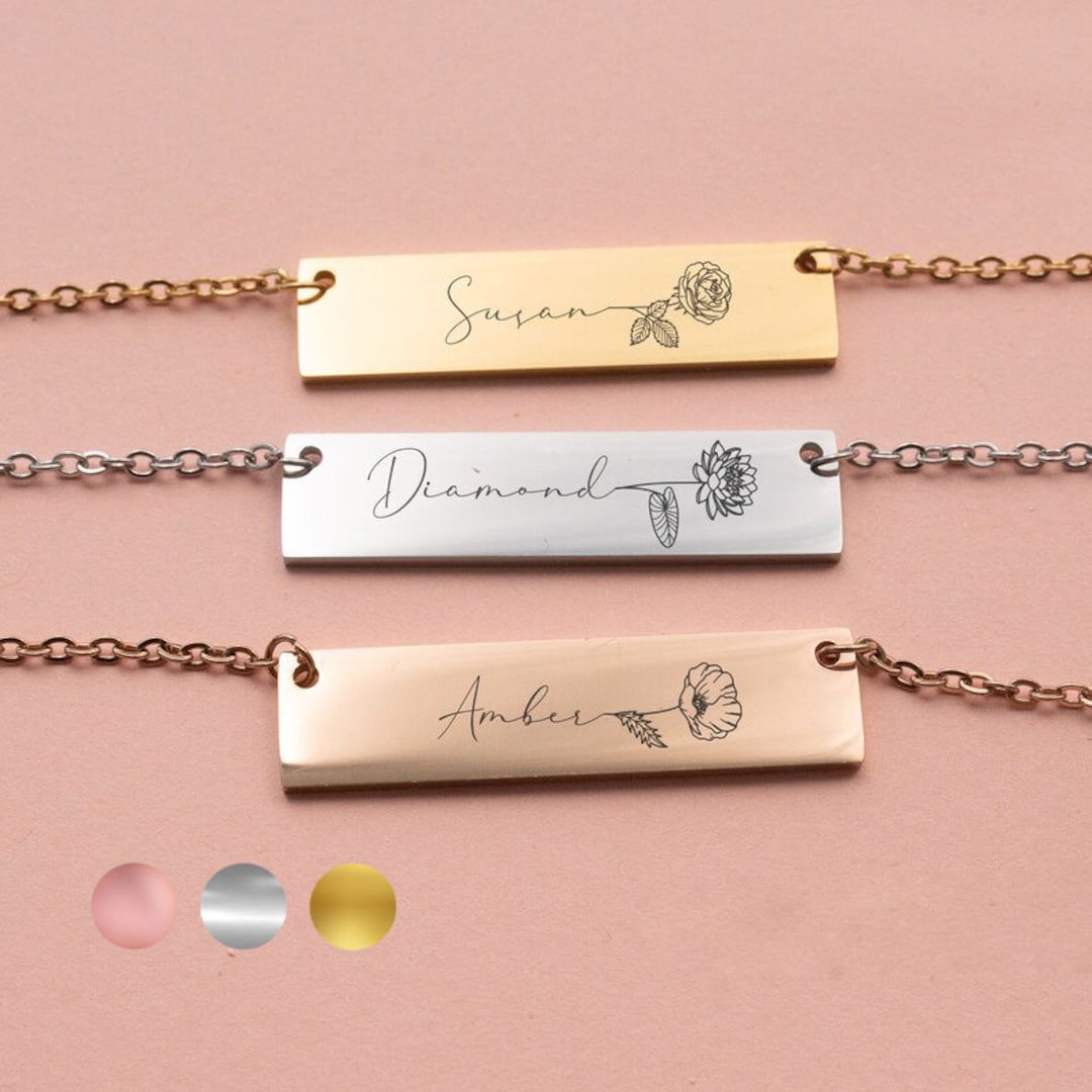 Birth Flower Necklace Gift for Mom, Custom Birth Month Gift, Birth ...
