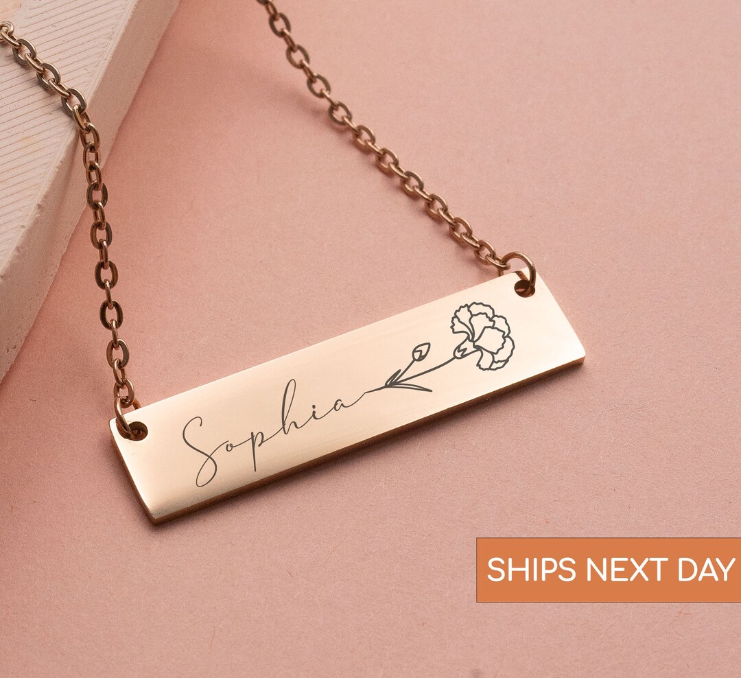 Birth Flower Necklace Gift for Mom, Custom Birth Month Gift, Birth ...