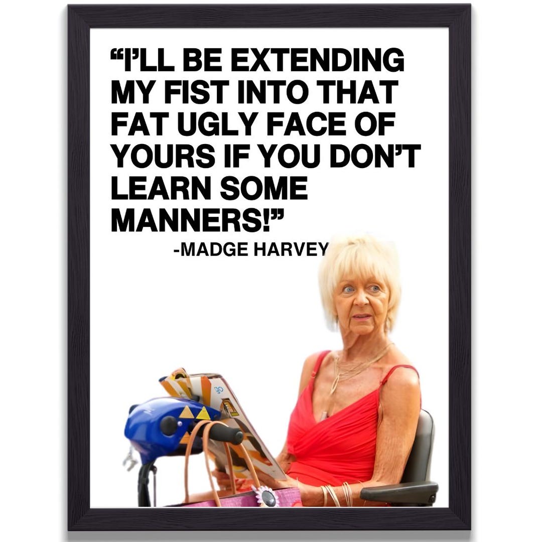 Madge Harvey Benidorm Quote Art | Humorous TV Show Print (digital ...