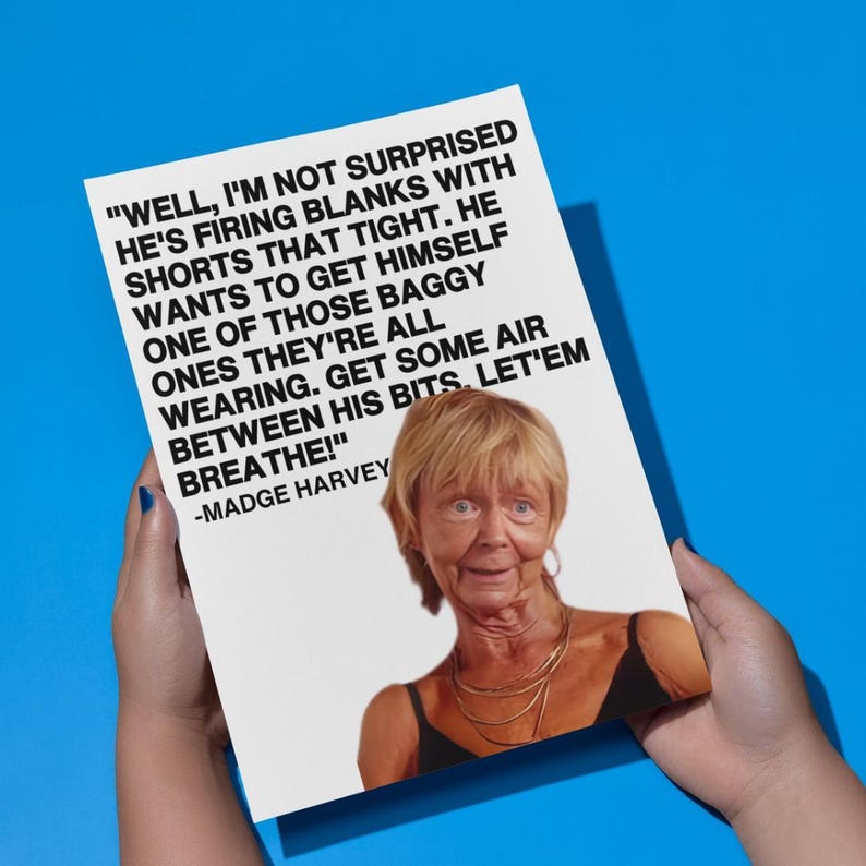 Madge Harvey Benidorm Quote Poster | Funny TV Show Art (digital ...